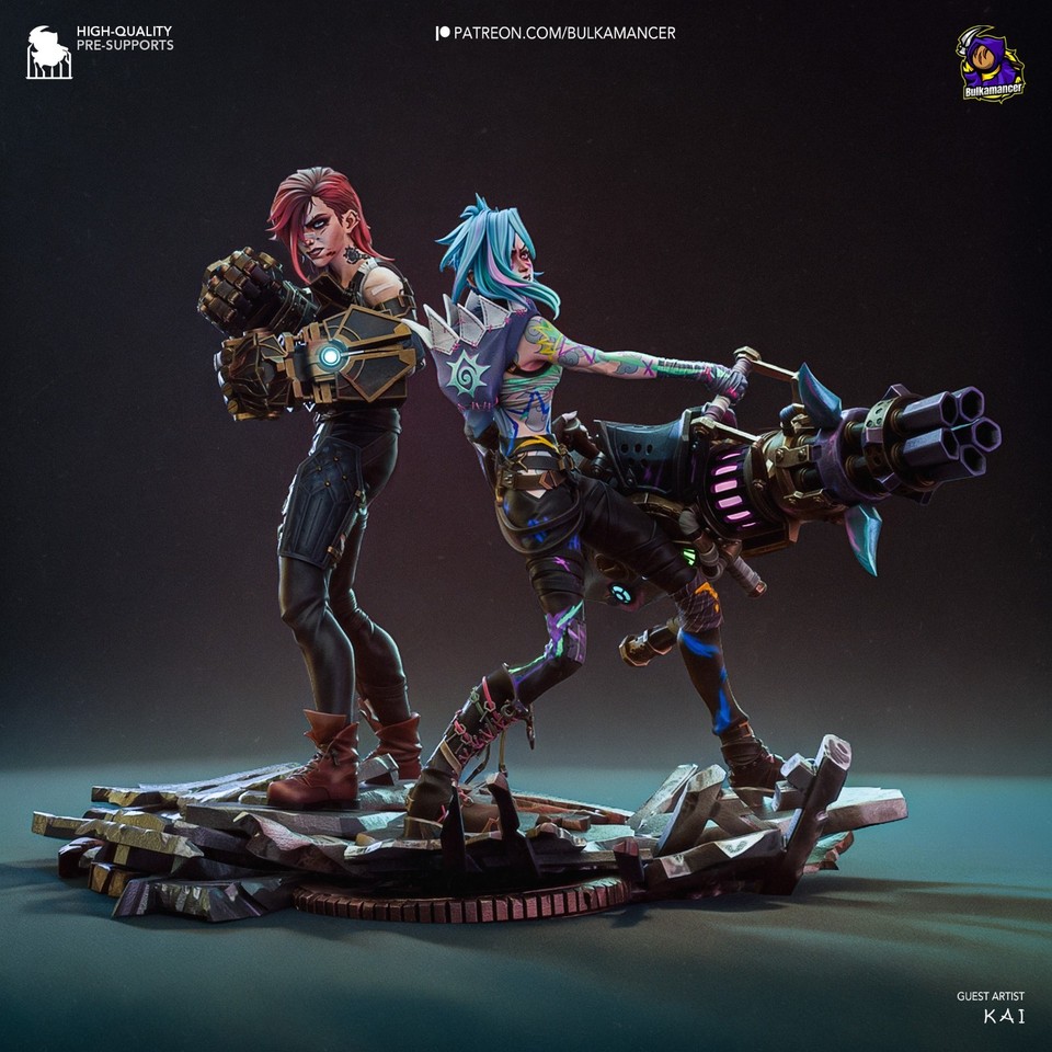 Jinx Vi - Arcane 1/8 DIORAMA Figure Statue Model Kit Unpainted Fan Art ...