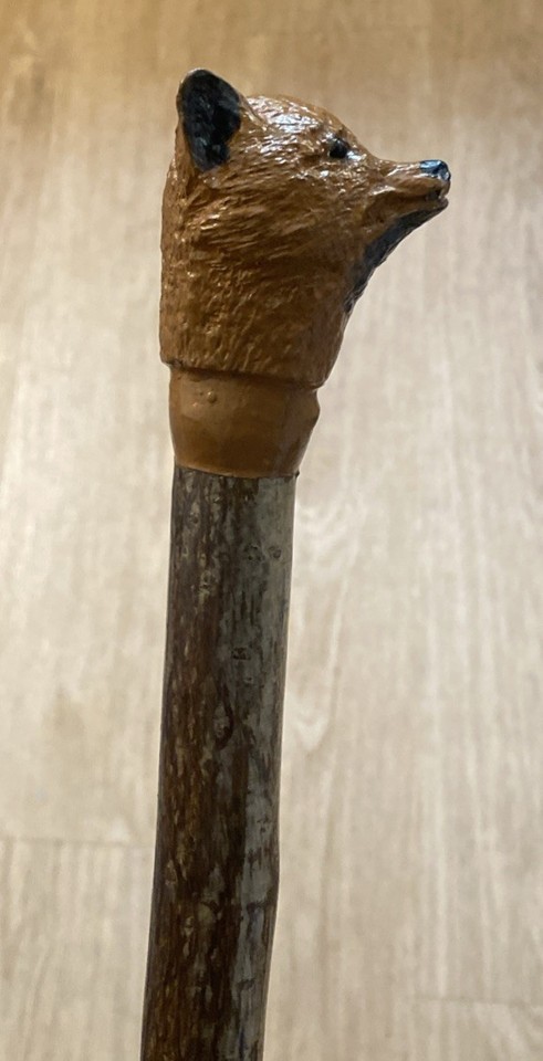 Fox Head Thumb Walking Stick (Handcrafted From Hazel) | eBay UK