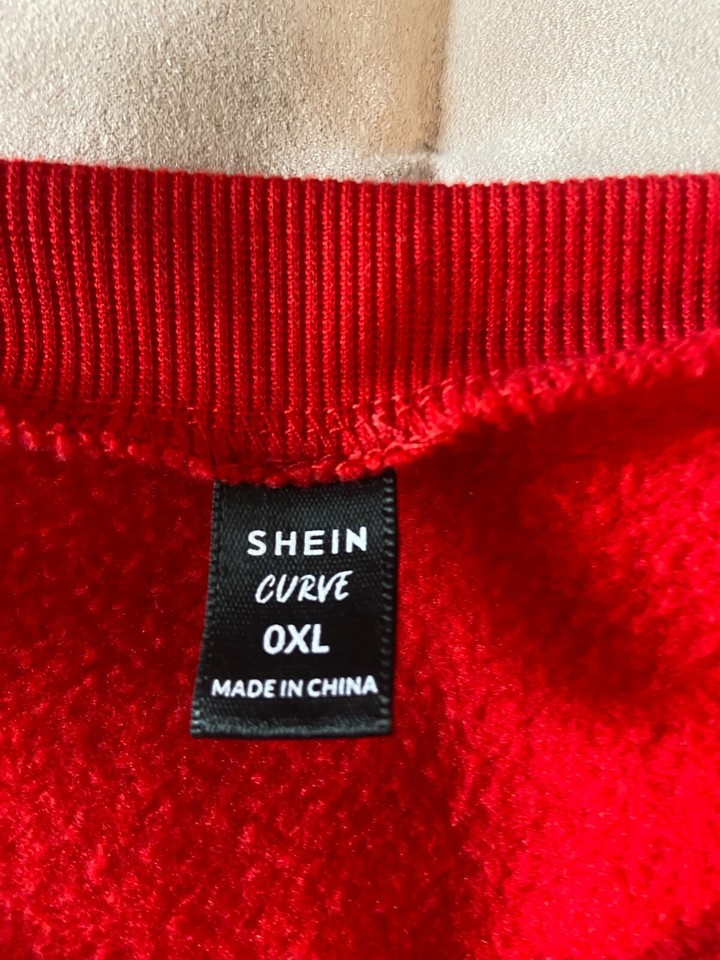 SHEIN CURVE Women's Red Soft Long Sleeve Polyester Sweatshirt Size OXL ...