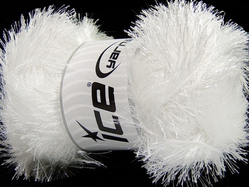 LOT OF 4 Ice EYELASH GLITZ Yarn #46548 OPTICAL WHITE Sparkling Eyelash ...