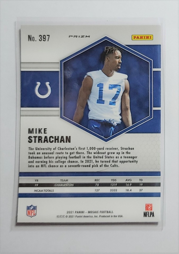 Mike Strachan Rookie 2021 Panini Mosaic Football #397 Pink Camo Colts ...