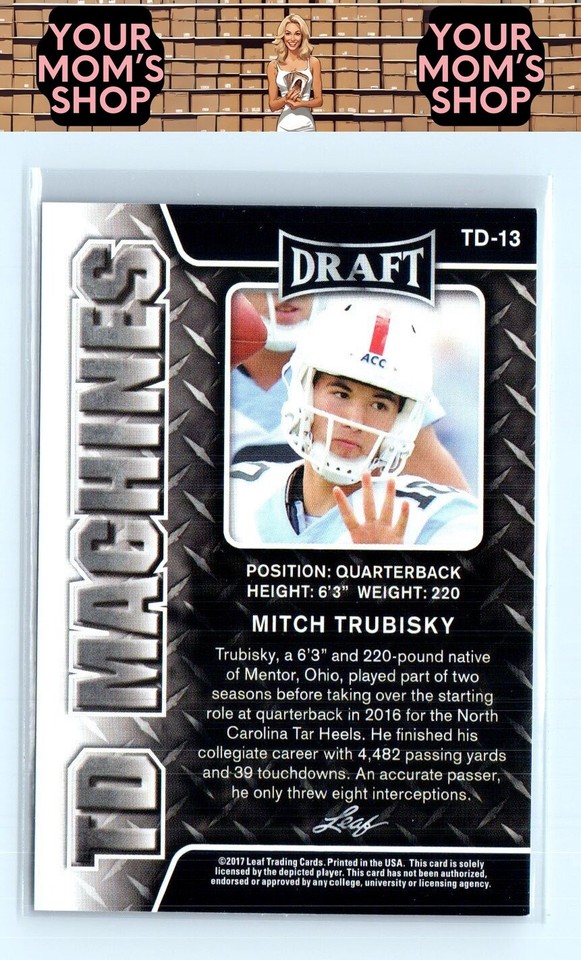 2017 Leaf Draft #TD-13 Mitch Trubisky TD Machines ROOKIE CARD RC | eBay