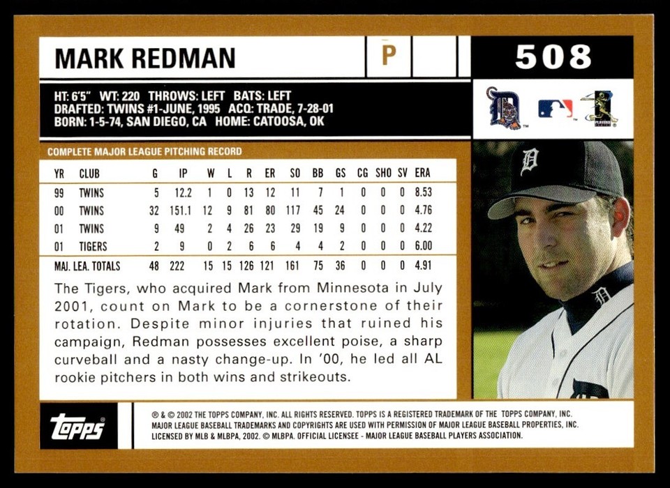 2002 Topps #508 Mark Redman - Detroit Tigers | eBay
