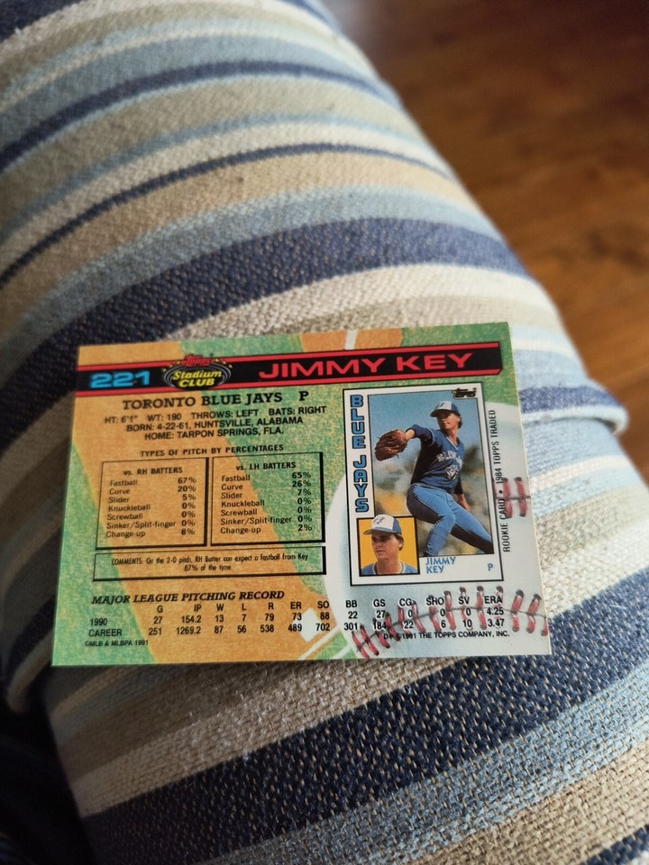 JIMMY KEY 1991 TOPPS STADIUM CLUB #221 FREE SHIPPING | eBay
