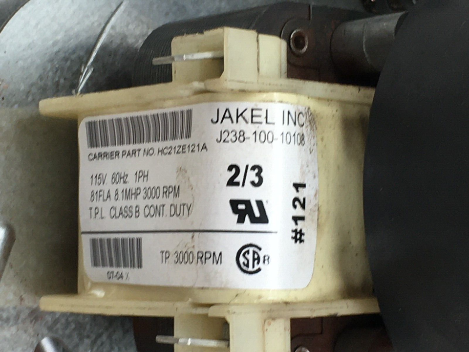 JAKEL J238-100-10108 Draft Inducer Blower Motor HC21ZE121A used refurb #RMF826A | eBay