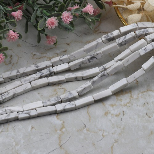 10 Strand 4x13mm Natural Howlite Stone Tube Cuboid Loose Beads Jewelry ...