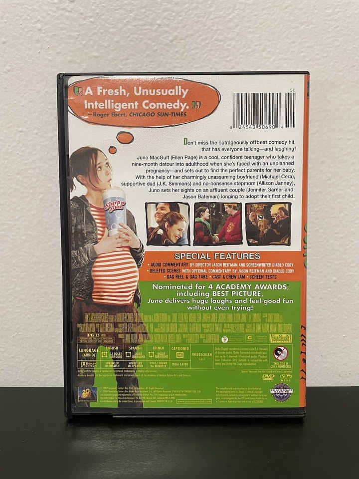 Juno DVD Movie Michael Cera Ellen Page Teen Comedy Widescreen ...