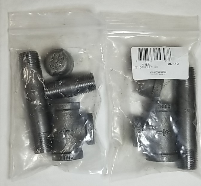 2 Kits Jones Stephens 1/2" Drip Leg Kit Black Steel DLK12 Gas Line Drip ...