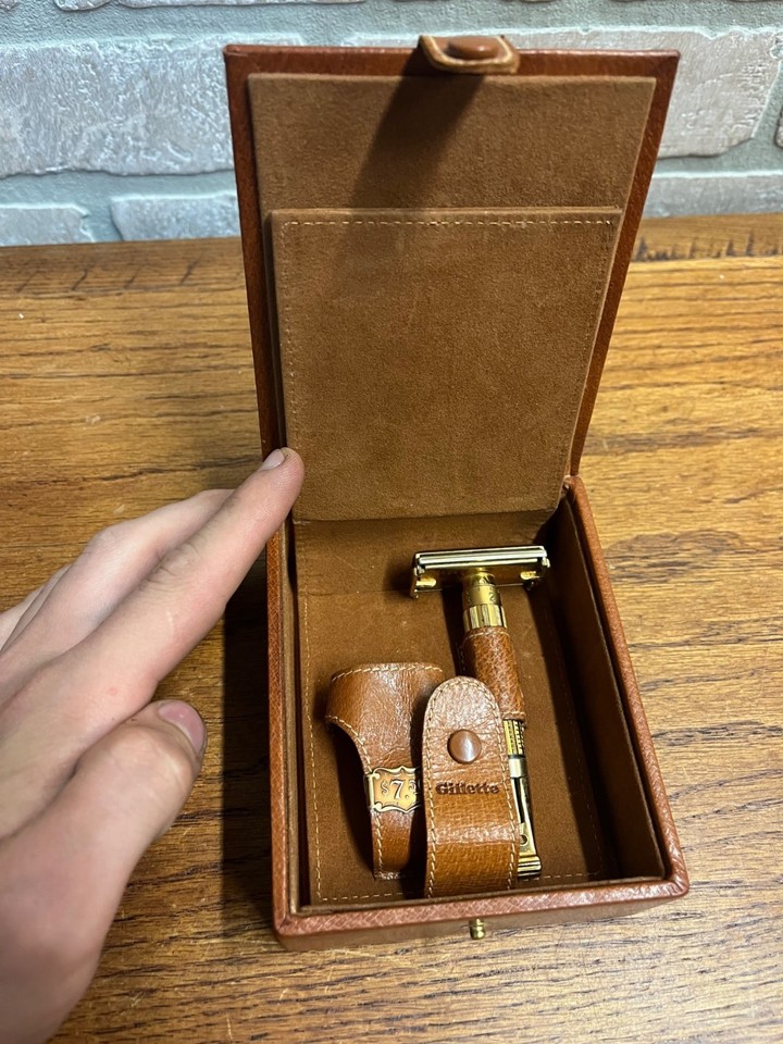 1956 Gillette Toggle 1-5 Gold Adjustable Safety Razor #3612 Cased ULTRA ...