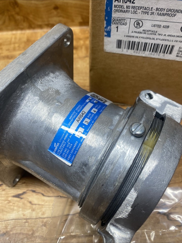 Cooper Crouse-Hinds, FEMALE AR642 Receptacle, 60 AMP 3W 4P New old ...