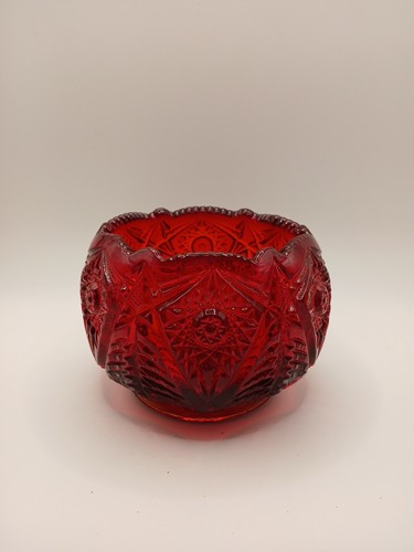 Beautiful Ruby Red Pressed Glass globe vase Glows | eBay