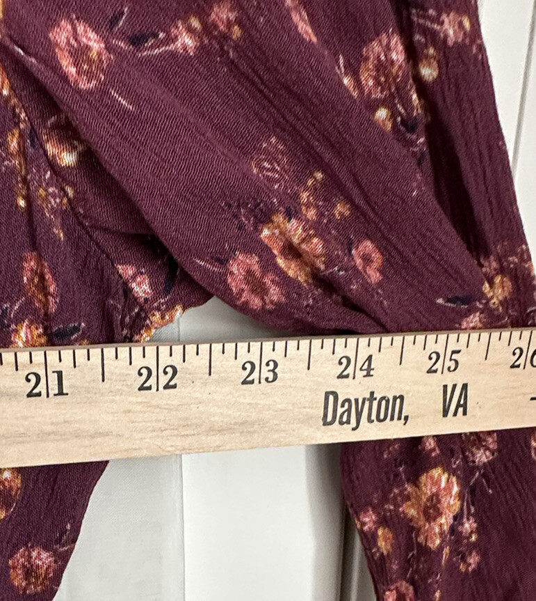 Women's Flutter Long Sleeve Wrap Dress - Knox Rose Burgundy Floral L | eBay
