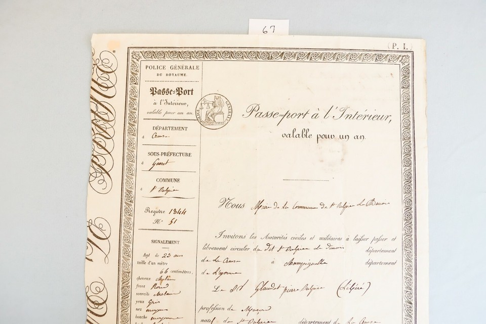 1844 France Military Travel Permit King Louis Philippe Napoleon III | eBay