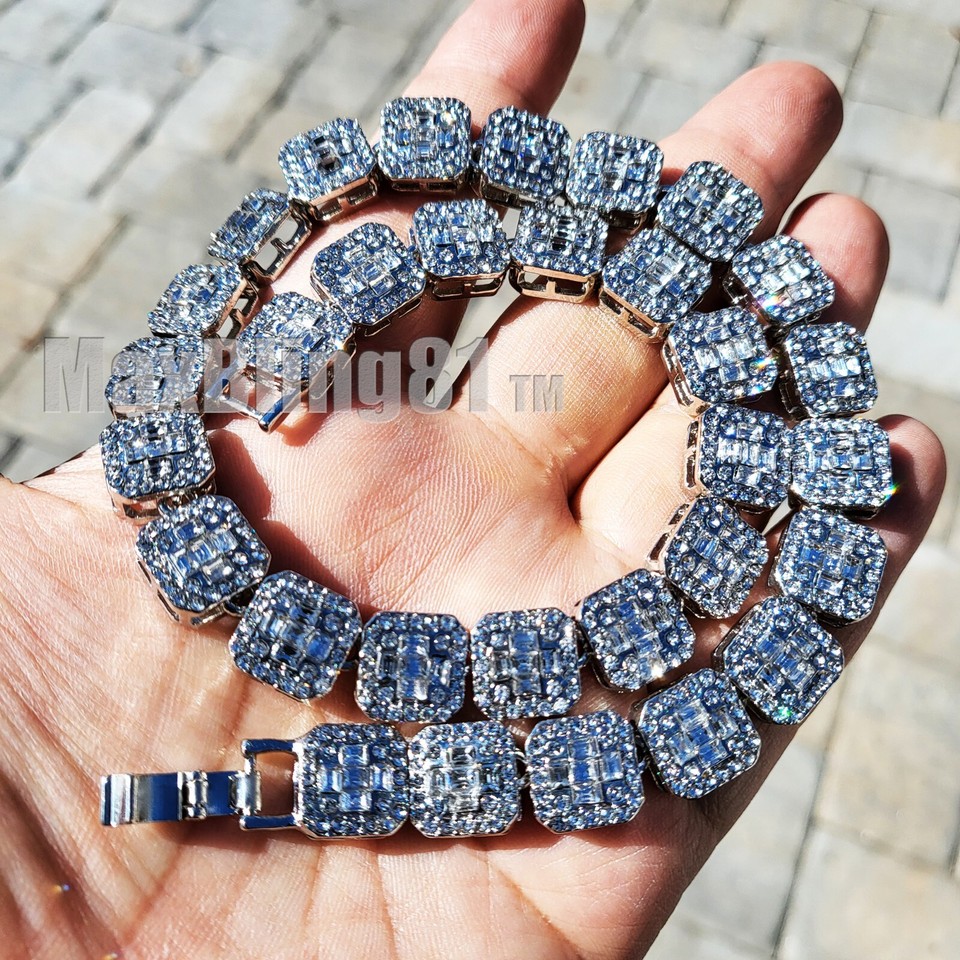 Silver Plated Alloy 1017 Pendant 16" 18" 20" Iced Cubic Zirconia Chain ...