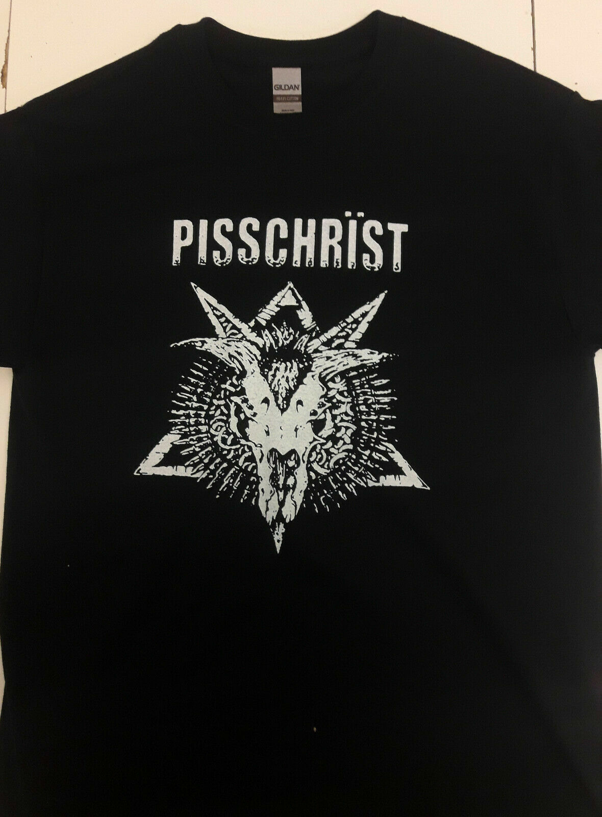 Pisschrist Hardcore Punk Band Black T-shirt with Hand Pulled Silkscreen ...