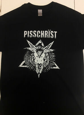 Pisschrist Hardcore Punk Band Black T-shirt with Hand Pulled Silkscreen ...