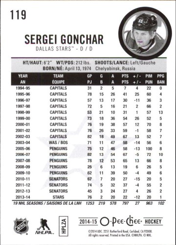 2014-15 O-Pee-Chee - Rainbow #119 Sergei Gonchar for sale online | eBay