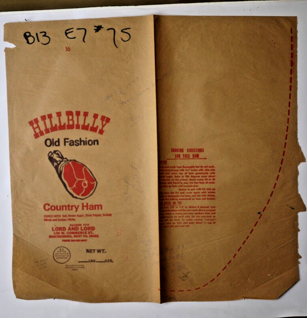 Vintage Paper Sack Bag - HILLBILLY OLD FASHION HAM, LORD AND LORD ...