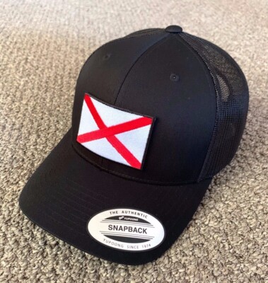 State of ALABAMA Flag Hat SnapBack Trucker Mesh Cap Handcrafted in the ...