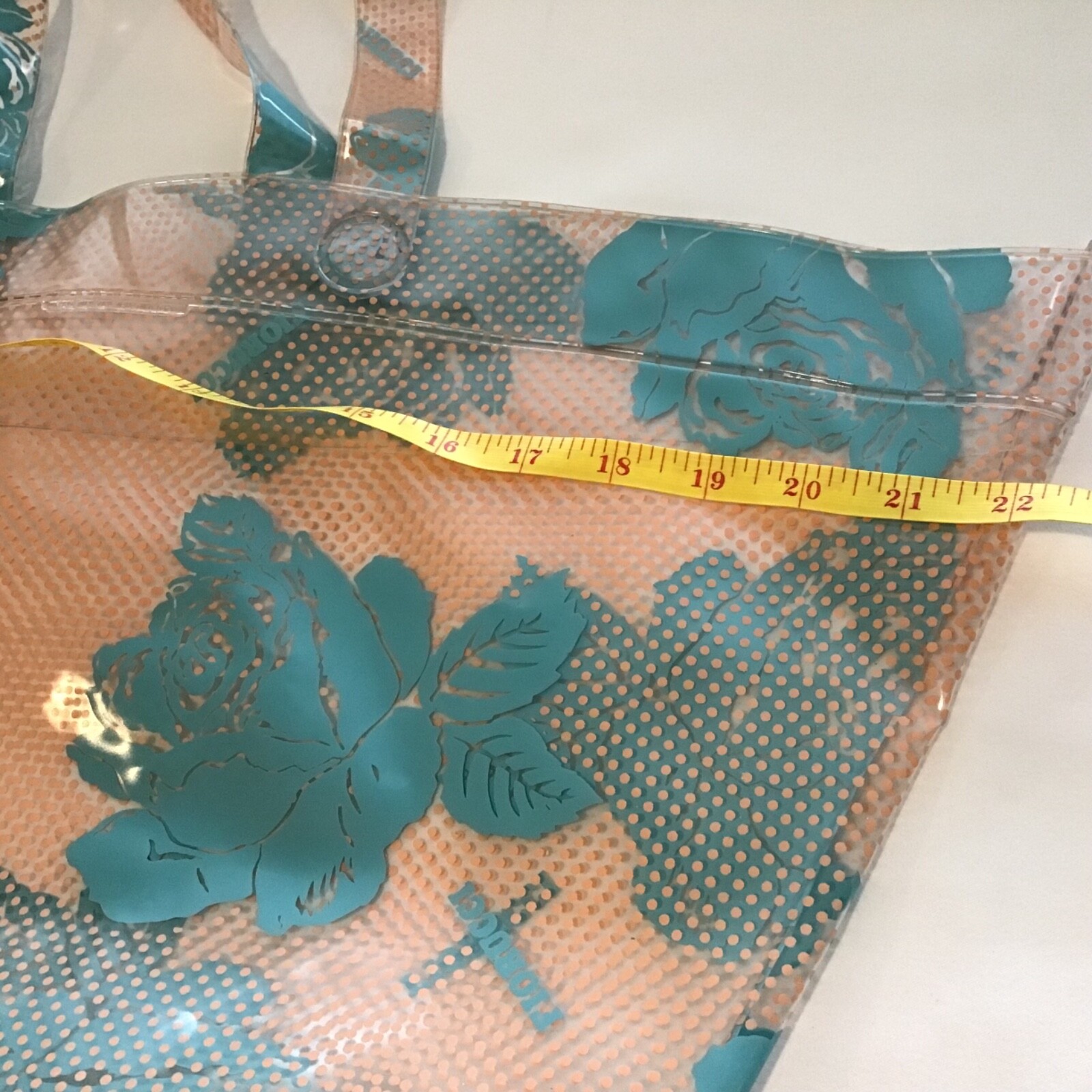 Vintage Fiorucci vinyl blue roses dots Tote shopping bag PVC made in ...