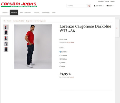 Corbani Jeans Lorenzo Cargohose Darkblue W33 L34 Herren | eBay.de