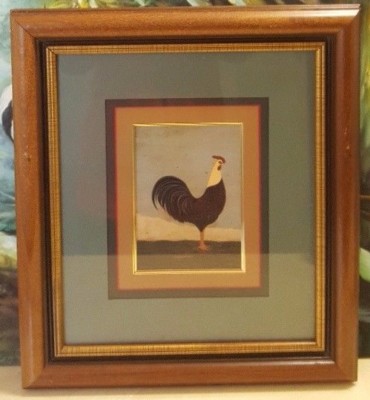 Warren Kimble Rooster Chicken Wall Folk Art Framed Matted Behind Glass ...