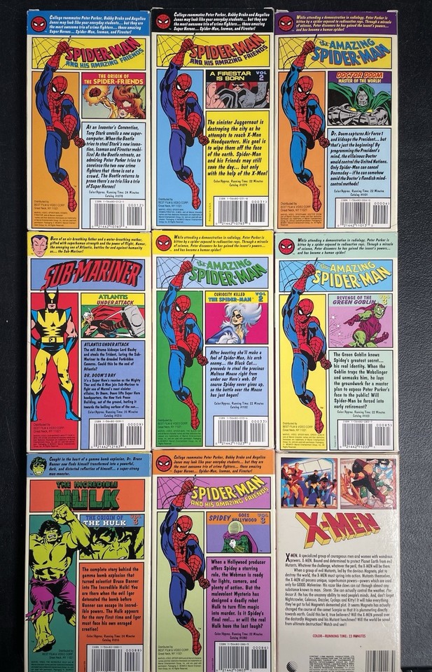 Vintage Marvel VHS Lot Of 9! (Spider-Man,Hulk,Sub Mariner,X-Men) | eBay