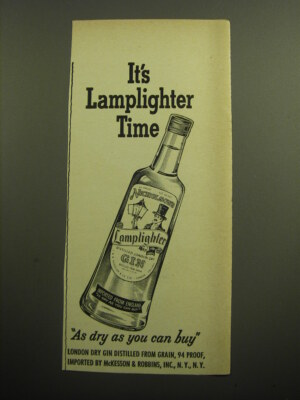 1957 Nicholson's Lamplighter Gin Advertisement - It's Lamplighter time ...