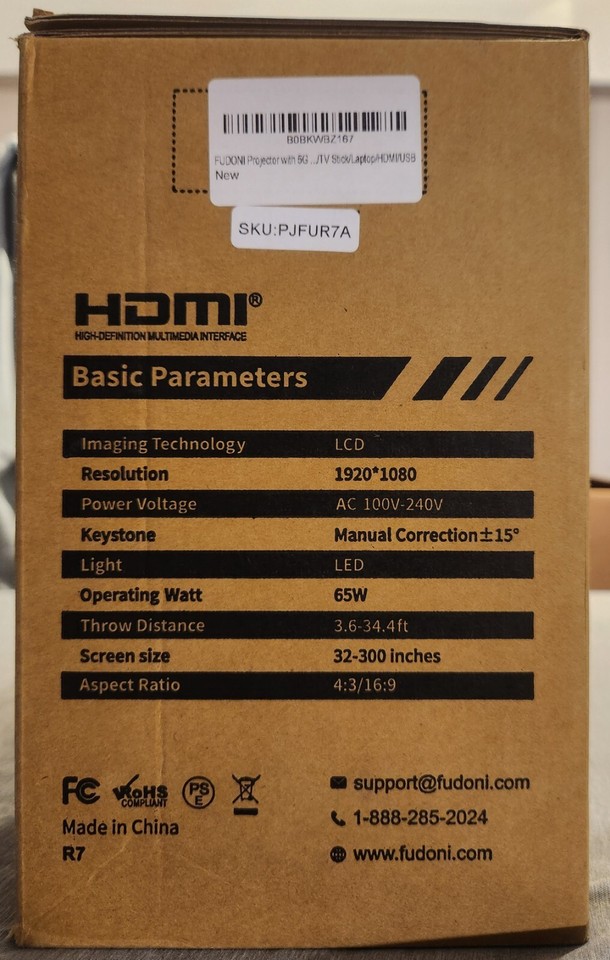 Fudoni R7 Native 1080p WiFi Projector with 100" Screen | eBay