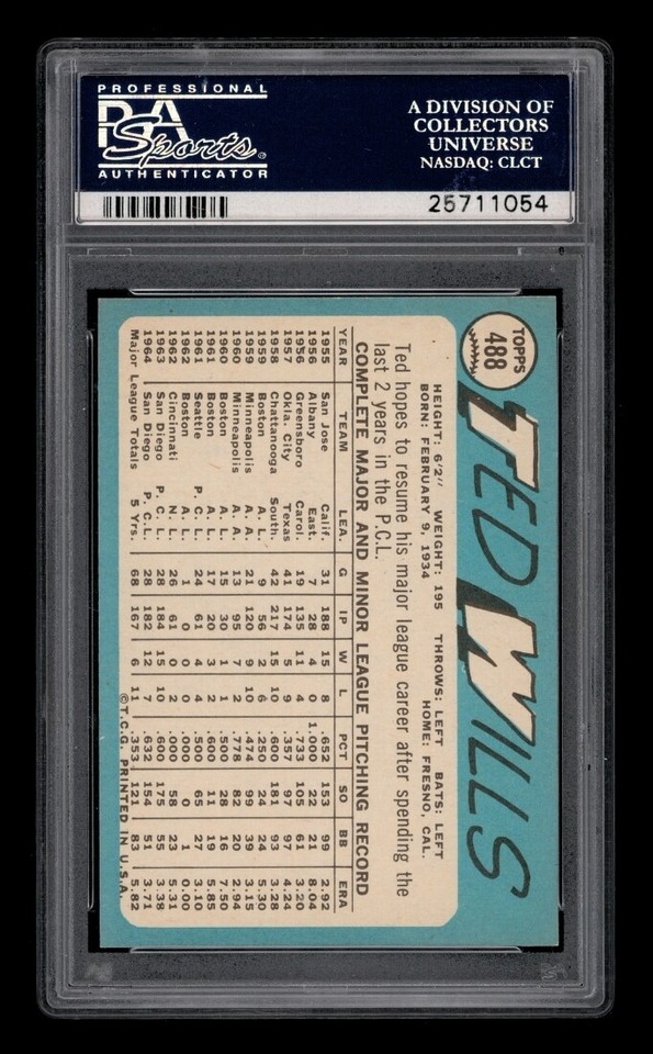 1965 Topps Set-Break #488 Ted Wills PSA 9 MINT | eBay