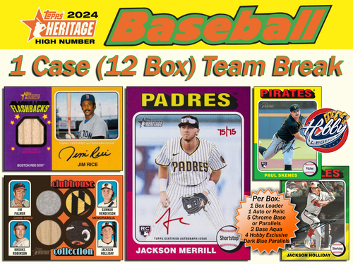BOSTON RED SOX 2024 HERITAGE HIGH NUMBER 1 Case (12 Box) Team Break #25 ...