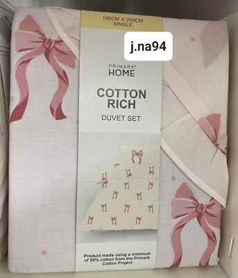 Primark Bow Design Size Single Duvet Cover Set | eBay UK