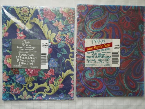 Lot of 2 Packages Gift Wrap Wrapping Paper, Floral All Occasion Carlton ...
