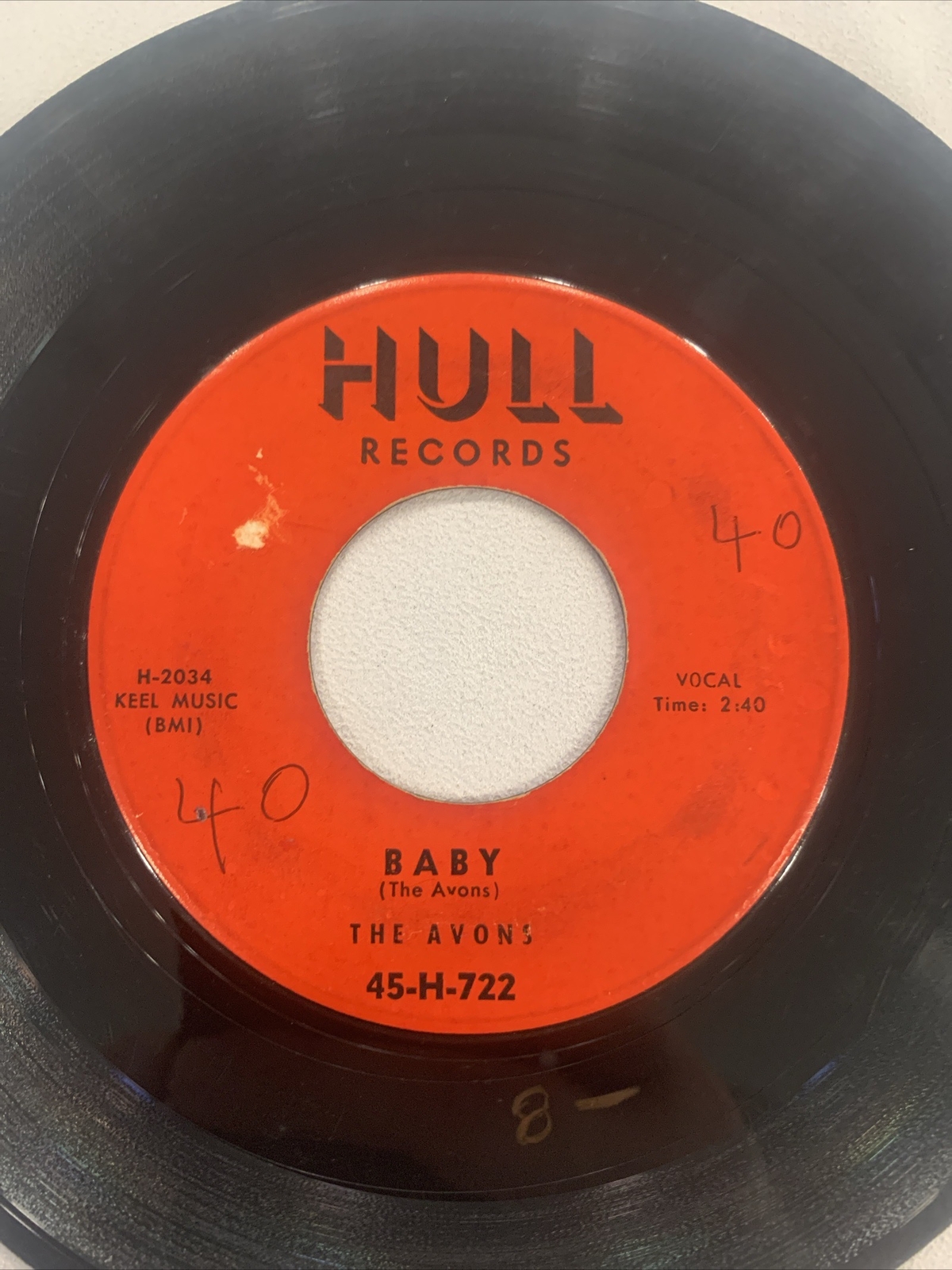 THE AVONS 45 RPM - Baby- Bonnie - 1961 DOOWOP on HULL 1ST LABEL - 7 ...