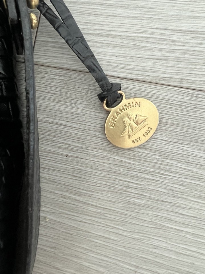Brahmin Melbourne Briefcase Smooth Leather Laptop Bag Black With Gold ...