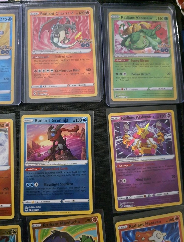 16 Radiant Rare Full Set Complete Pokemon Collection Charizard Greninja ...