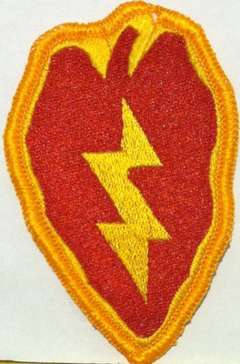 25th Infantry Division Patch W/ Hook Adhesive Fastener Red & Gold ...