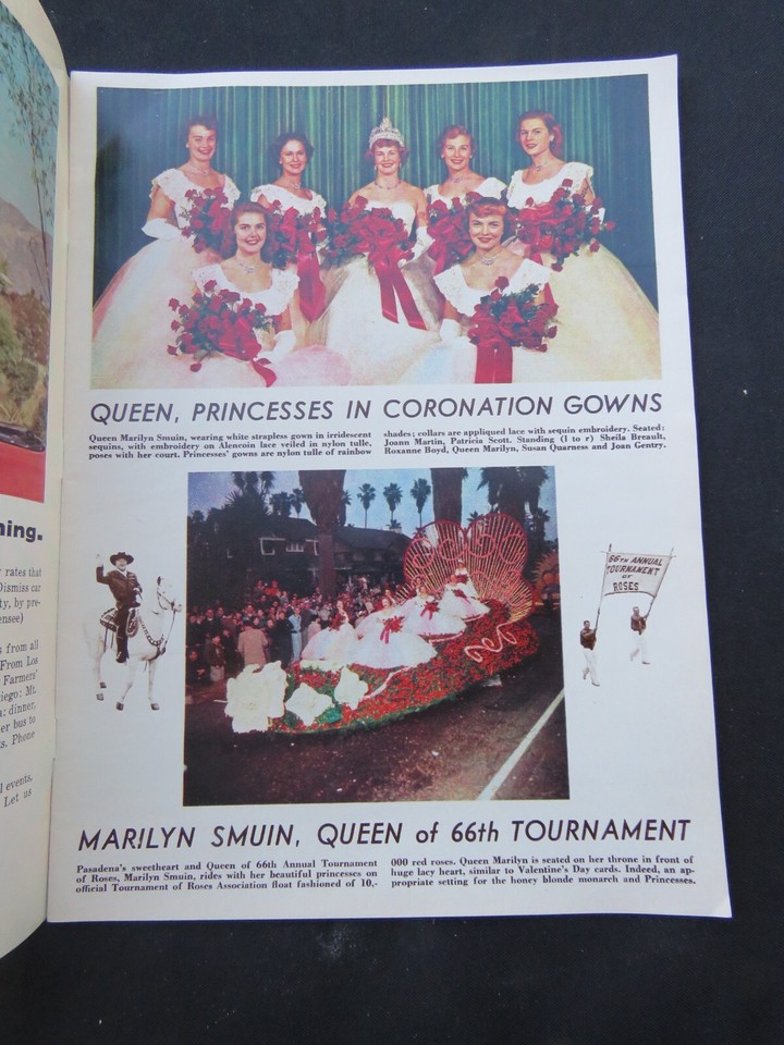 1955 PASADENA TOURNAMENT OF ROSES PARADE PICTORIAL MAGAZINE + ENVELOPE ...