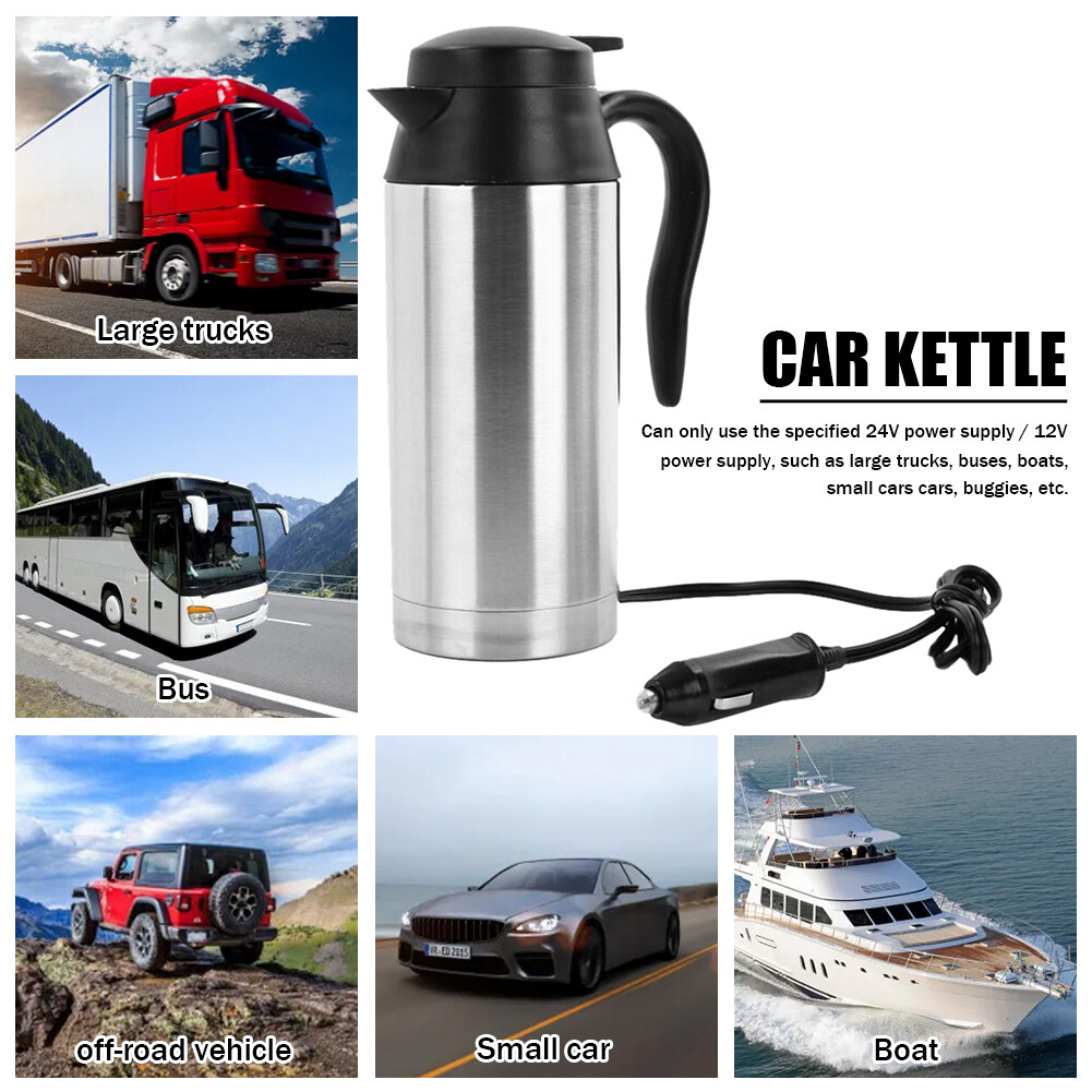12/24V Car Kettle Boiler Car Coffee Mug Stainless Steel 750ml Automatic ...