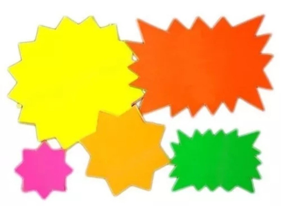 50 Neon Cards Fluorescent Stars Flash Price Display Tags Flourescent ...