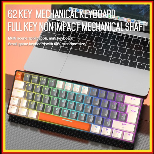 T60 Mechanical Keyboard Red/Blue Switch 62 Keys Mechanical Gaming ...