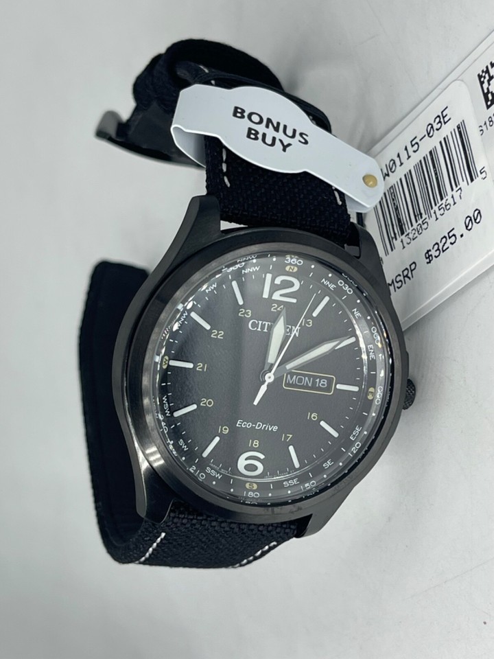 $325 CITIZEN Eco-Drive CLASSIC Black Leather Men's Watch AW0115-03E ...