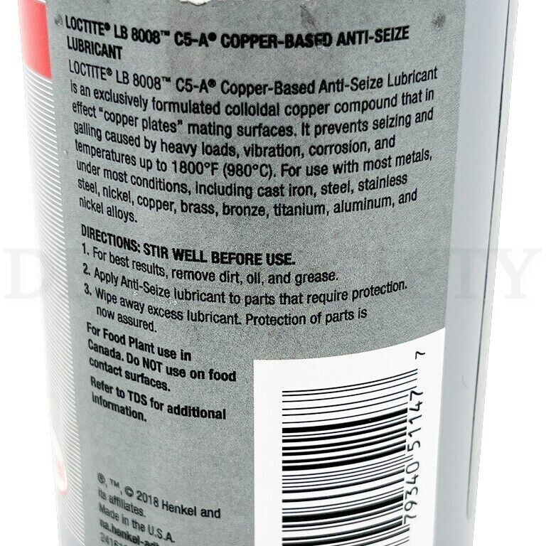 Loctite General Purpose Anti-Seize Lubricant: Copper, Graphite, LB 8008 ...
