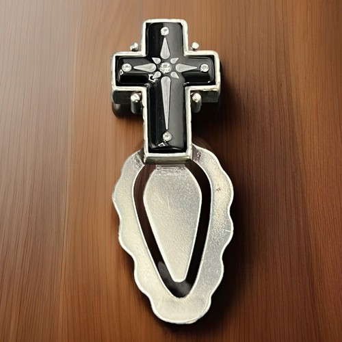 Brighton SANTA MARIA Silver Black Inlay Crystal Cross Bookmarker | eBay