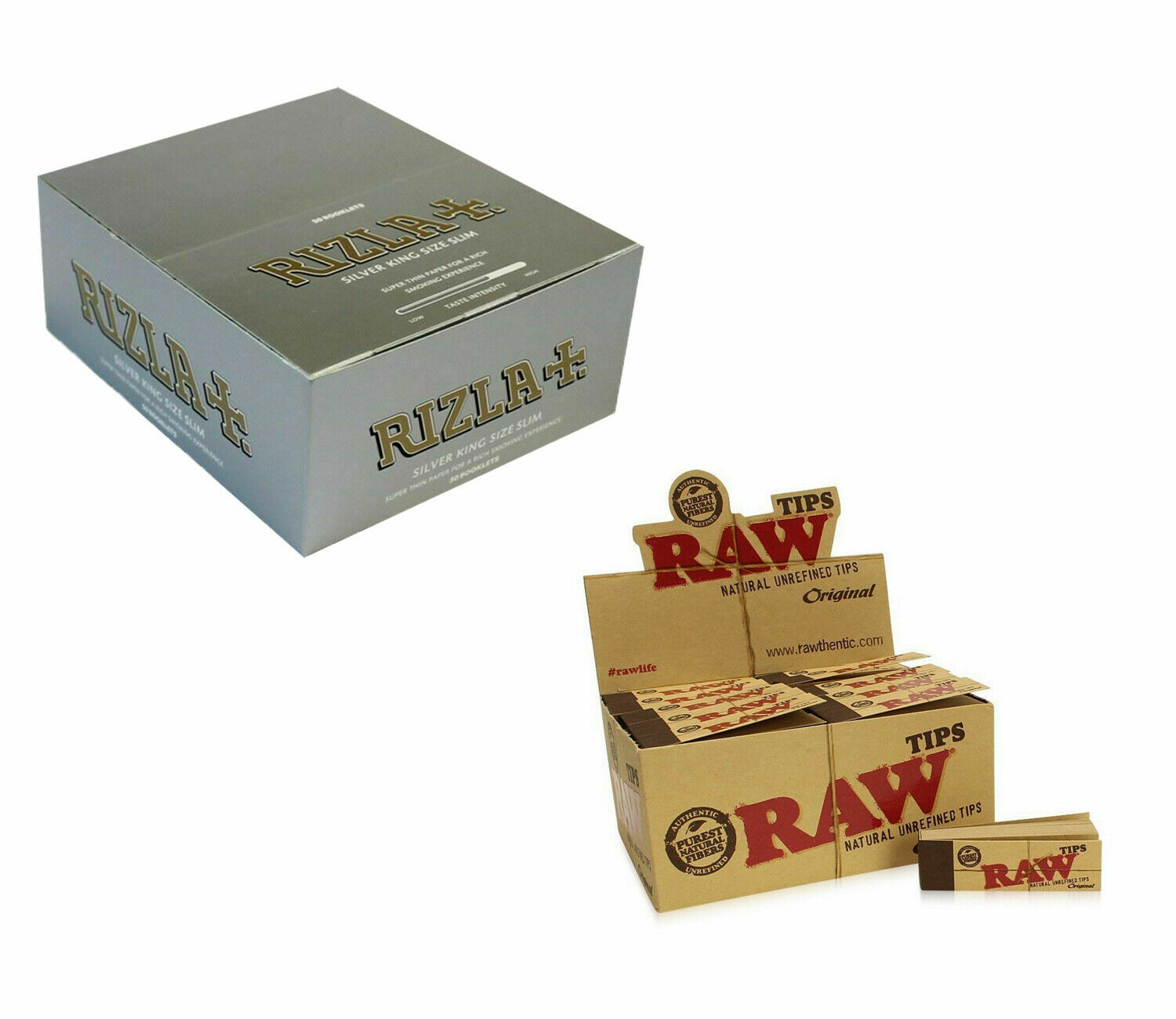 RIZLA KING SIZE SILVER SLIM ROLLING PAPERS AND RAW FILTER TIPS | eBay UK