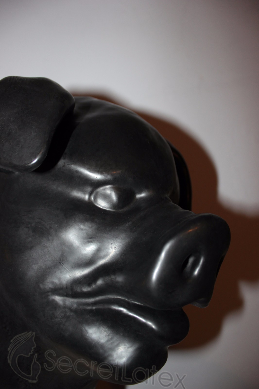LATEX BLACK GUM FETISH PIG FULL HEAD RUBBER HOOD BOAR DOLL MAN MEN ...