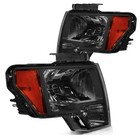 Black LED Headlights Assembly Headlamps Pair Srt For 2009-2014 Ford F ...