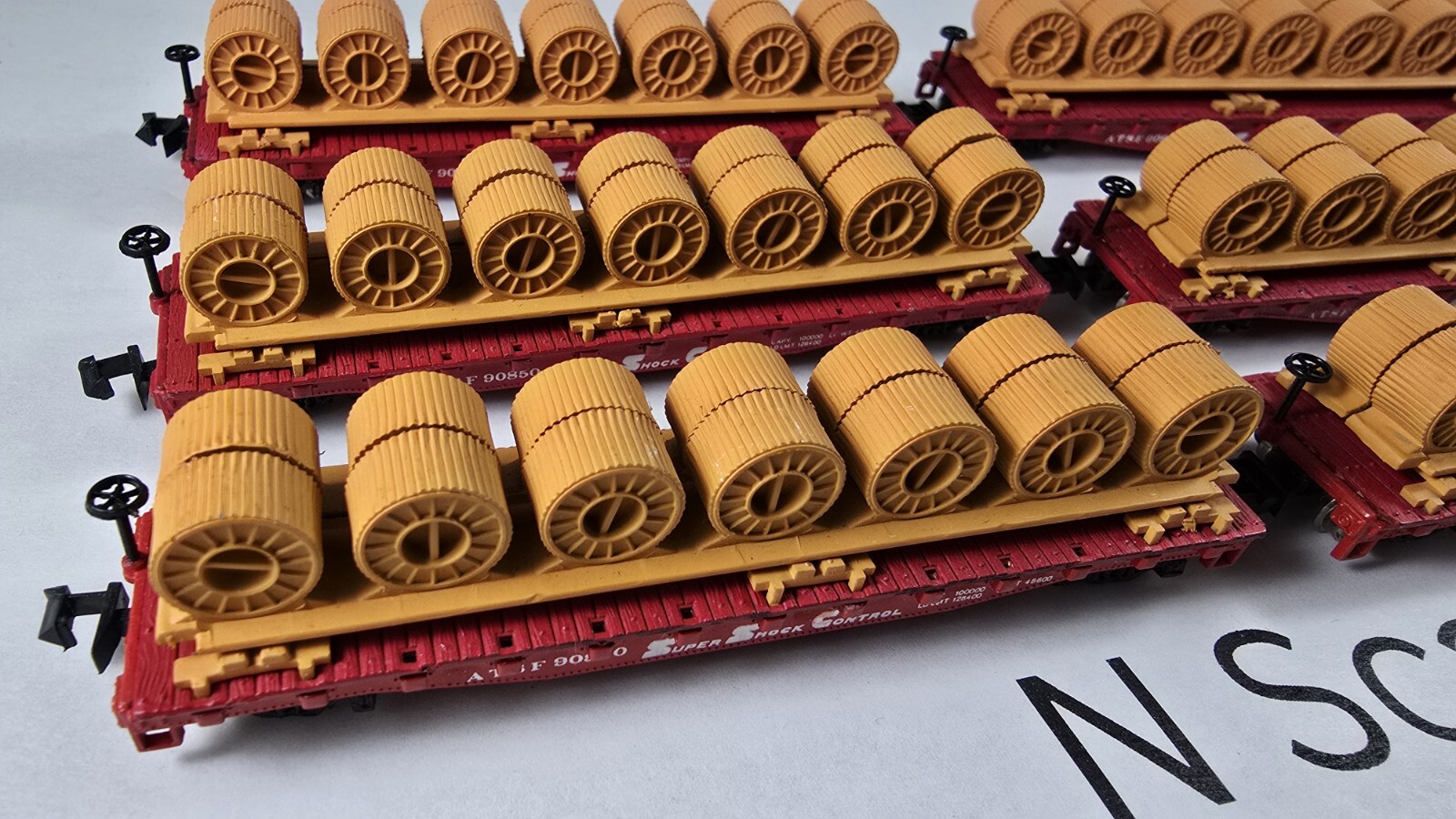 Lot of 6 Loose Bachmann N Scale ATSF Santa Fe Flat Cars w/Coil Loads | eBay