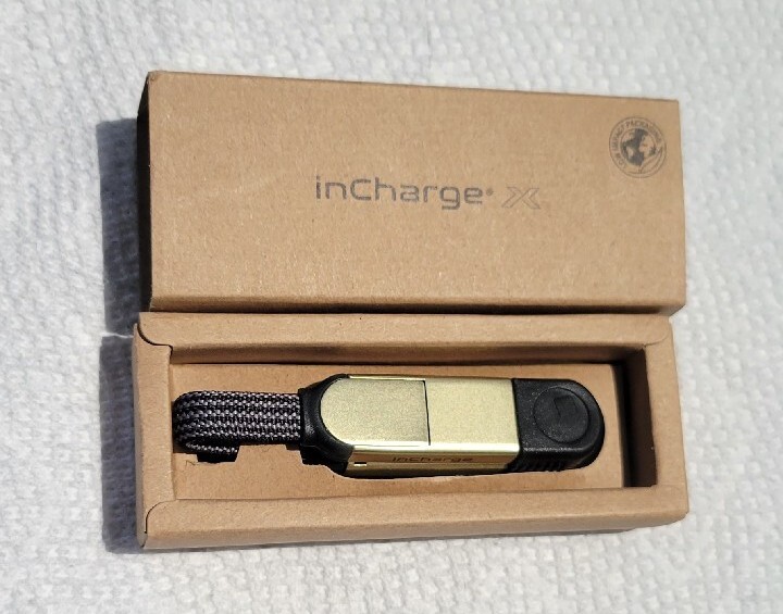 Rolling Square inCharge X Portable Keychain Charger Cable, Marble Beige ...