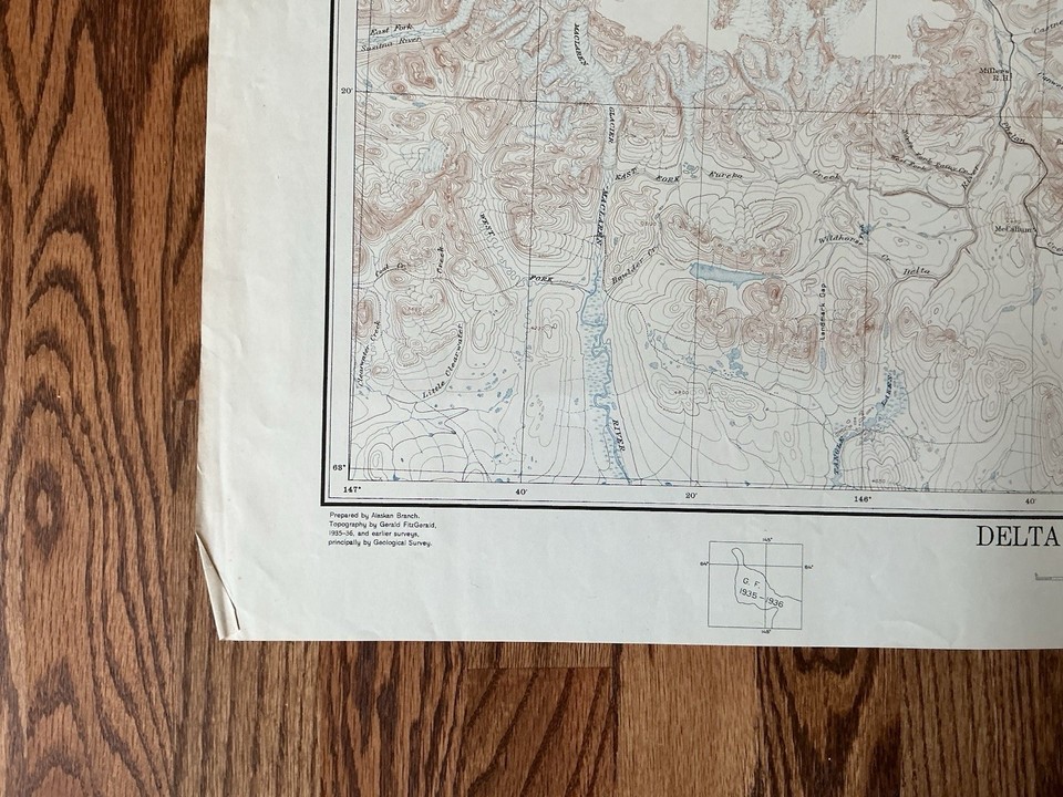 VINTAGE ORIGINAL DELTA RIVER DISTRICT ALASKA USGS TOPOGRAPHICAL MAP ...
